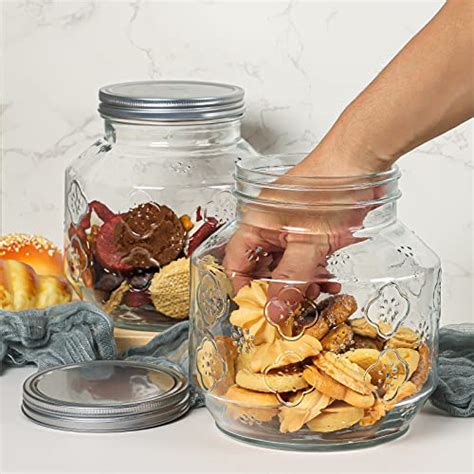 Daitouge 05 Gallon Wide Mouth Canning Jar With Airtight Lid Kitchen Glass Canisters Set Of 2