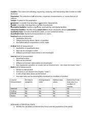 Statistics Final Exam Notes Docx Statistics The Science Of Collecting Organizing Analyzing
