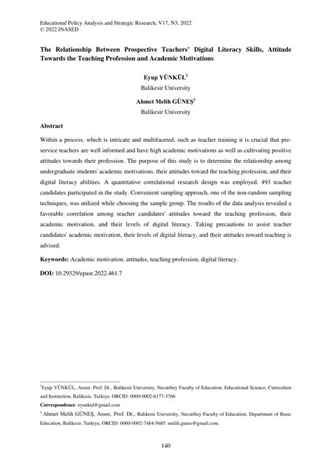 Pdf The Relationship Between Prospective Teachers Digital Literacy