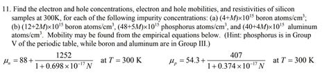 Solved 11 Find The Electron And Hole Concentrations