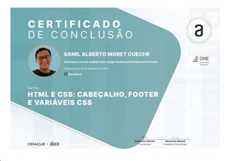 Gostaria De Compartilhar Que Recebi Uma Nova Certificação Html E Css Cabeçalho Footer E