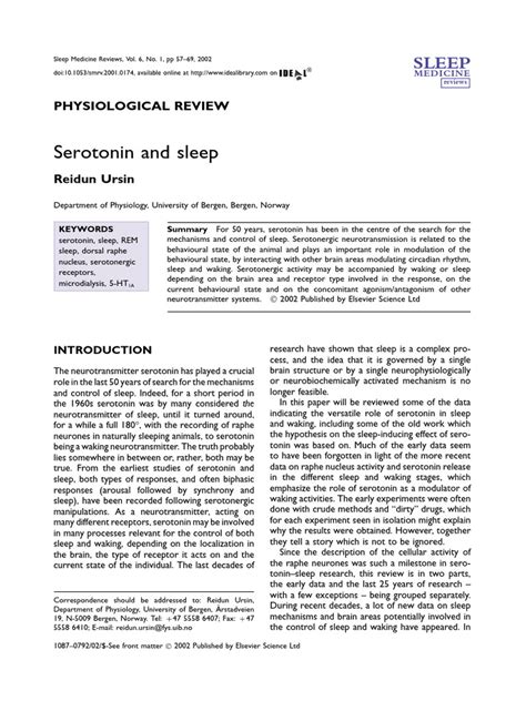 Serotonin And Sleep Pdf Serotonin Rapid Eye Movement Sleep