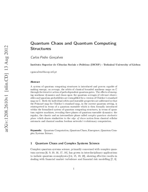 pdf quantum chaos and quantum computing structures