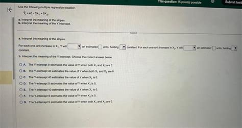 Solved Use The Following Mutiple Regression Equation