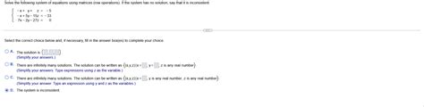 Solved Solve The Following System Of Equations Using Chegg