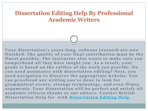 Dissertation Editing Help By Professional Academic Writers By British Dissertation Help Issuu