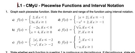 Solved L1 Cmyu Piecewise Functions And Interval Notation