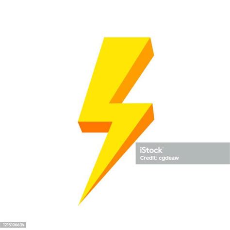 흰색 배경에 고립 된 노란색 천둥 아이콘 천둥 폭풍 기호 노란색 플랫 레이 클립 아트 천둥 로고3d 천둥 노란색 개성 개념에