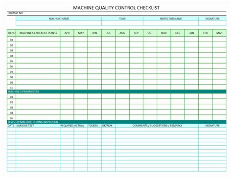 Quality Control Document Template Elegant Machine Quality Control Checklist Quality Audit Of