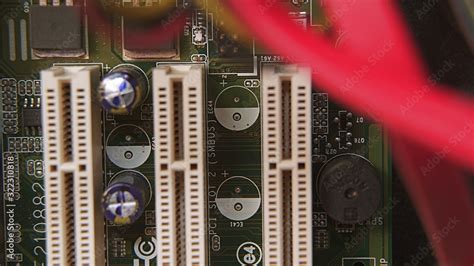 Green Circuit Board Background Of Pc Computer Motherboard Green Electronic System Computer