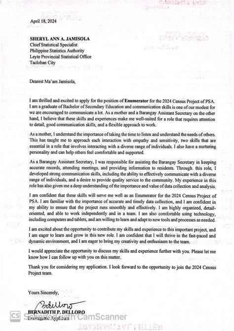 Application Letter Psa Enumerator College Writing I Studocu