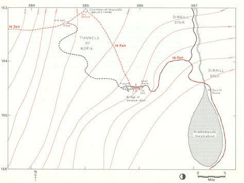 Middle Earth Moria East Gate Mirrormere Frodo Route Tolkienstrachey 1981 Map