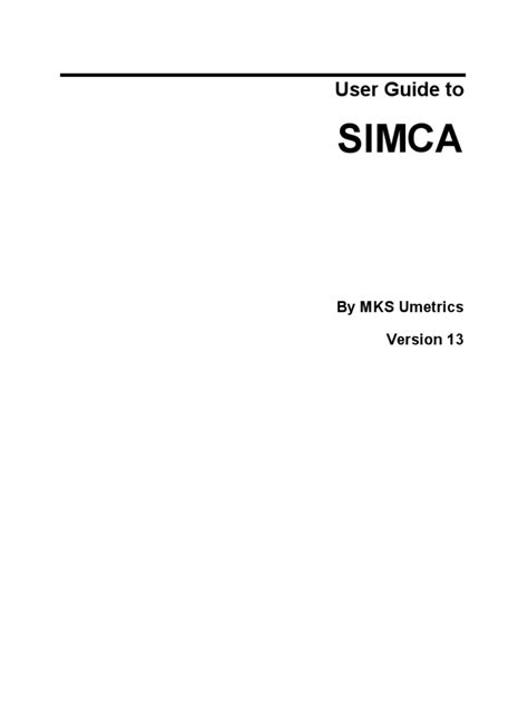 User Guide To Simca Pdf Principal Component Analysis Areas Of Computer Science