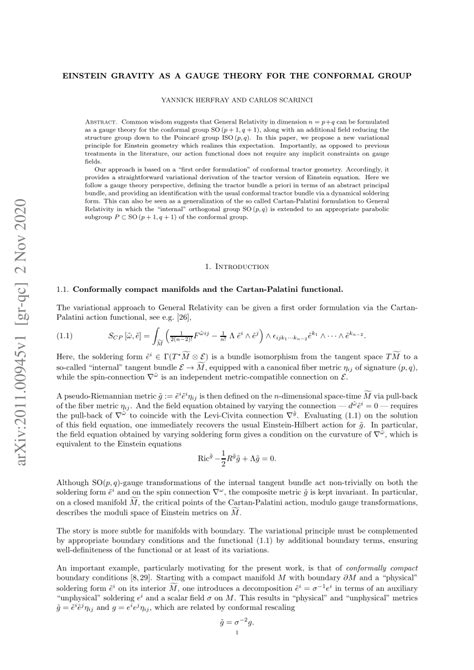 Pdf Einstein Gravity As A Gauge Theory For The Conformal Group
