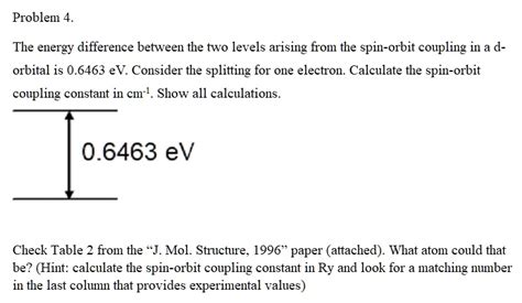 Solved Problem 4 The Energy Difference Between The Two Levels Arising From The Spin Orbit