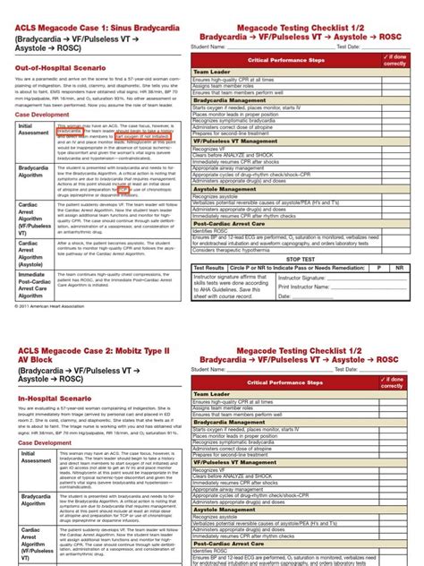 Aha Acls Megacode Scenarios Pdf Cardiac Arrest Cardiopulmonary
