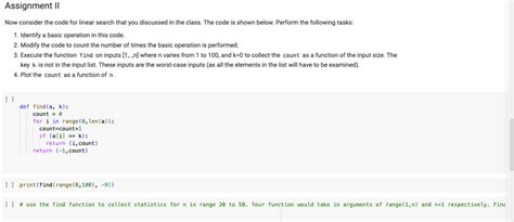 Solved Assignment Iinow Consider The Code For Linear Search