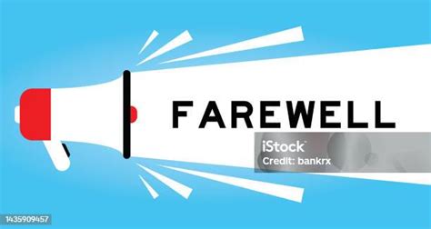 파란색 배경에 흰색 배너에 작별 인사가있는 컬러 메가폰 아이콘 계곡에 대한 스톡 벡터 아트 및 기타 이미지 계곡 관광객