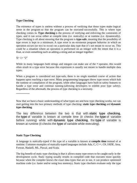 static and dynamic type checking pdf mathematical logic object