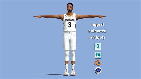 T Pose Rigged Cj Mc Collum New Orleans Nba 3d Model Animated Rigged Cgtrader