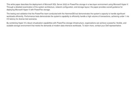 conclusion sql server 2022 on dell powerflex using microsoft hyper v