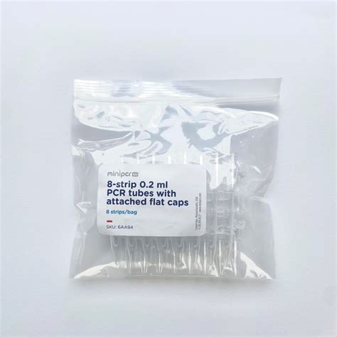 0 2 Ml 8 Strip Pcr Tubes With Attached Flat Caps Bag Of 8 Strips Minipcr Dx