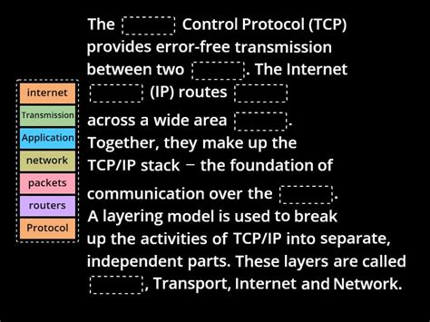 Network Layers And Protocols Missing Word