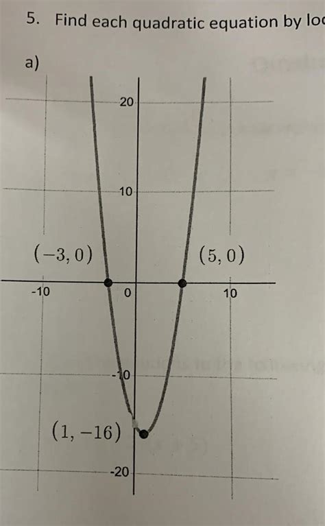 [answered] 5 find each quadratic equation by loc a 3 0 10 20 10 1 16 20