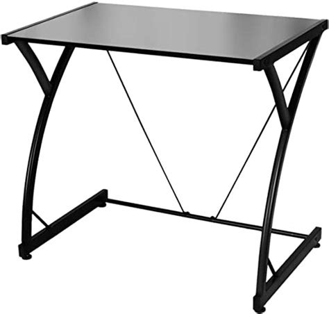 Tangkula Computer Desk Writing Table With Glass Top Z Shape Iron Frame