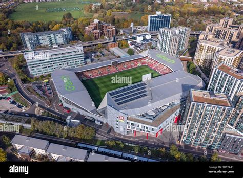 Aerial View Of The Gtech Community Stadium Home To Brentford Football