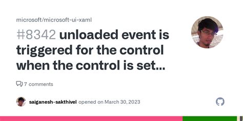 Unloaded Event Is Triggered For The Control When The Control Is Set As