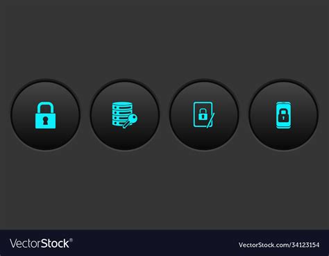 Set Lock Server Security With Key Tablet Closed Vector Image