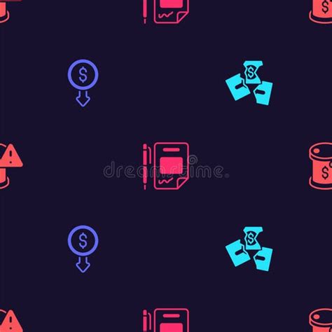 Set Tearing Money Banknote Dollar Rate Decrease Contract And Pen And Drop Crude Oil Price On