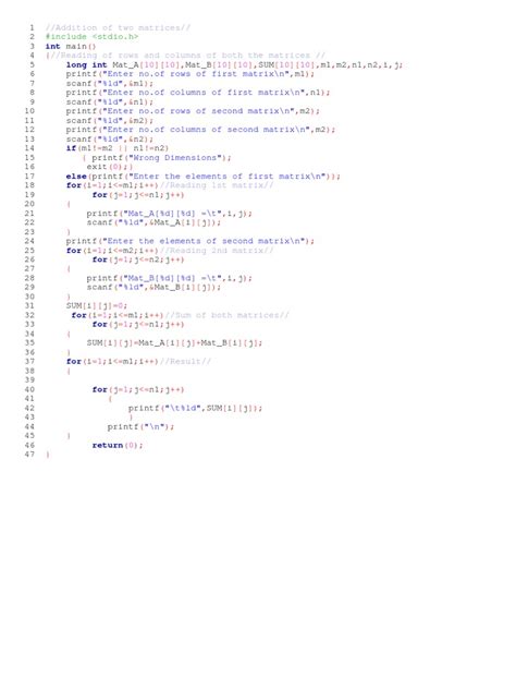 Addition Of 2 Matrices Pdf