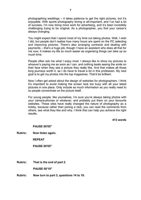 Preliminary For Schools Listening 5 Tapescript Pdf