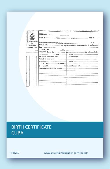 Cheap Birth Certificate Translation Template For Cuba [certified]