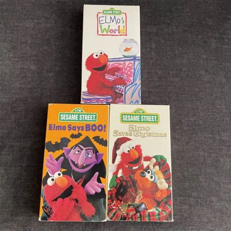 3 Vhs Tape Lot Sesame Street Elmos World Elmos Says Boo And Saves Christmas Eur 1234