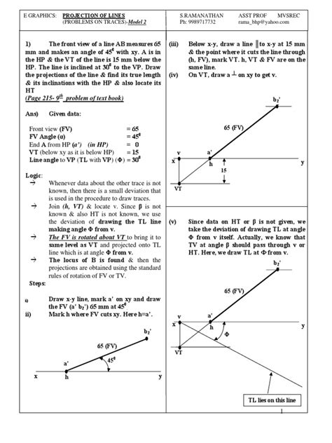 Projections Of A Line Finding The True Length Inclinations And Traces