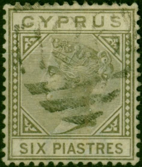 Cyprus 1882 6pi Olive Grey Sg21 Fine Used Stampempire Philatelists