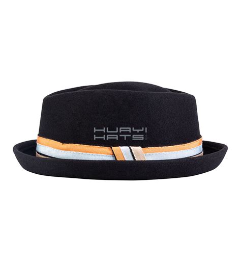 Mens Black Quality Wool Felt Stingy Brim Fedora Hat With Grosgrain