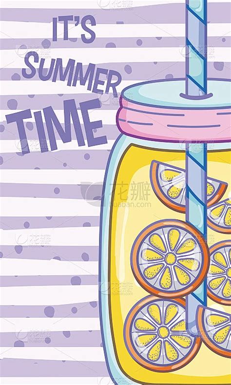 夏日时光果汁卡通素材 花瓣网