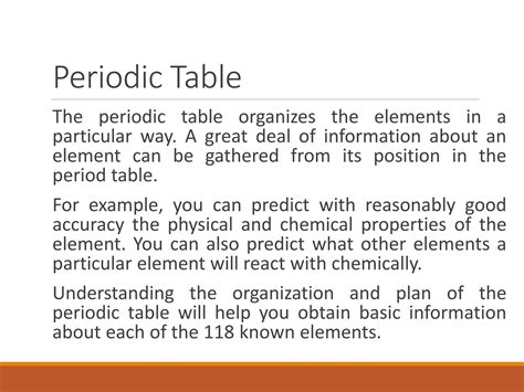 Periodic Table Of Elements For Grade 8 Learners Ppt