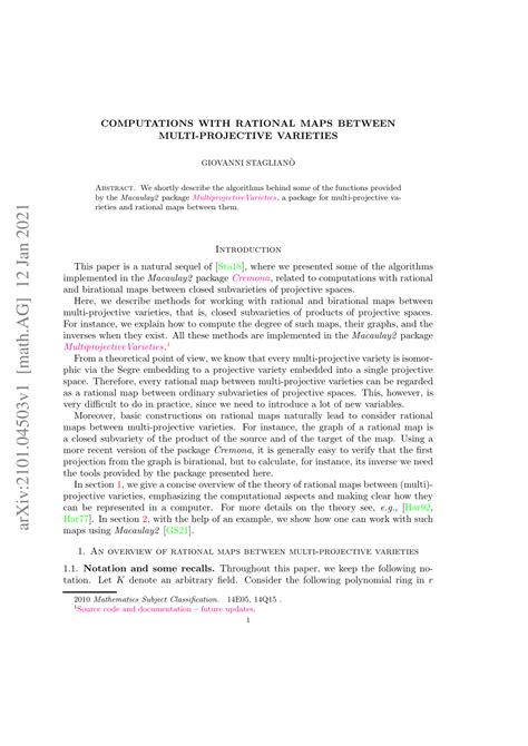 Pdf Computations With Rational Maps Between Multi Projective Varieties