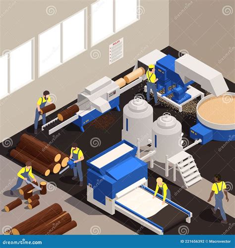 Paper Production Isometric Composition Stock Vector Illustration Of