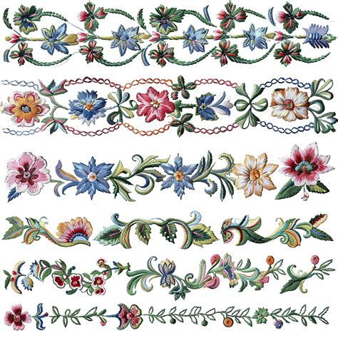 Embroidery Stitch Border Patterns Blue Border Chevron Png