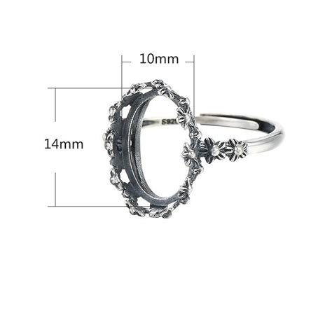 Floral Sterling Silver Oval Ring Setting 10x14mm Bezel Etsy