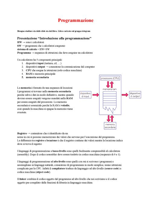 Appunti Linguaggio Di Programmazione Docsity