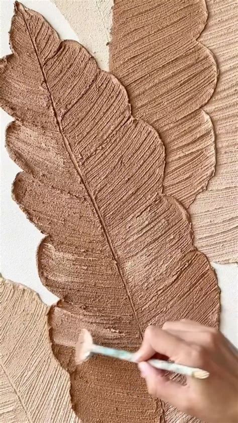 Wabi Sabi Wall Art Brown Leaf Texture Painting On Canvas Textured
