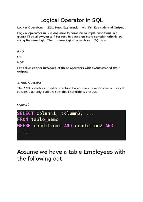 Logical Operator In Sql Logical Operator In Sql Logical Operators In