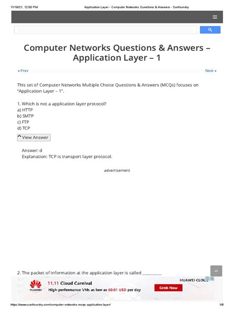 Application Layer Computer Networks Questions And Answers Sanfoundry